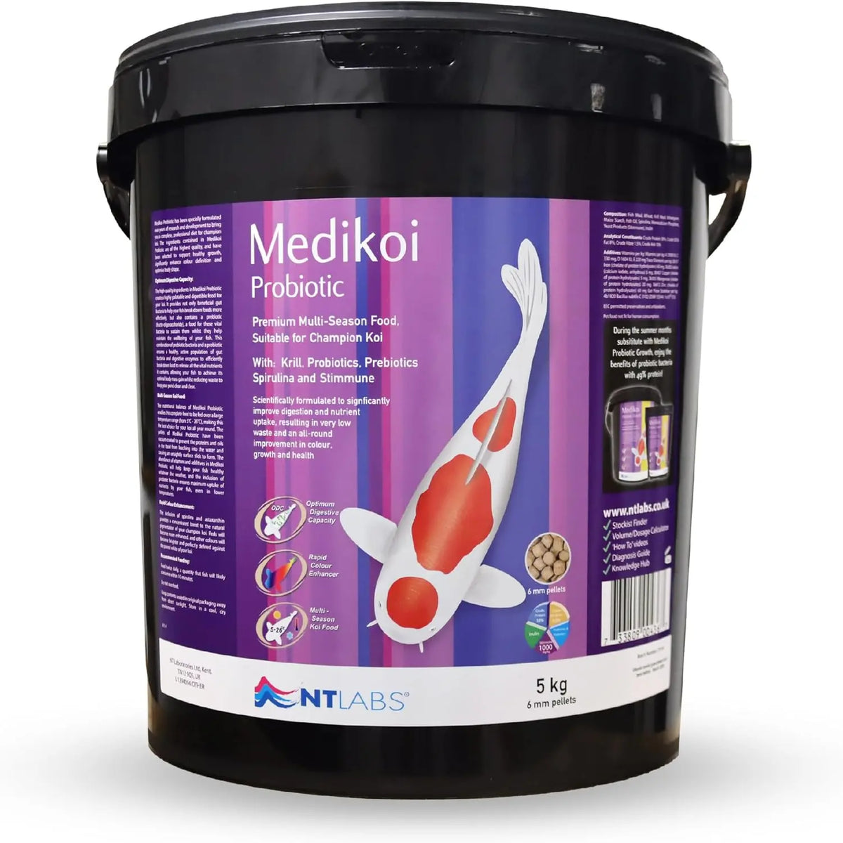 NT Labs MediKoi Probiotic Koi Pellet Food Bucket 5kg – Swallow Aquatics